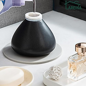 Lareina Foam Hand Soap Dispenser - 16 oz Bathroom Lotion Hand Pump Dispenser, Ceramic Foaming Soap Dispenser with Gold Removable Pump for Kitchen Hand Wash Dispenser, Black