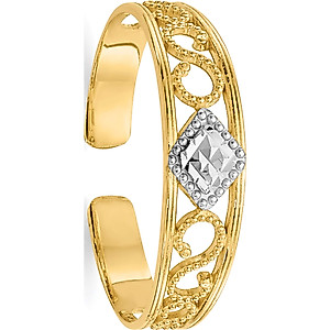 14K Yellow & Rhodium Diamond-Cut Toe Ring - Jewelry By Sweet Pea