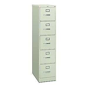 HON 310 Series Vertical File, 5 Letter-Size File Drawers, Light Gray, 15" X 26.5" X 60"