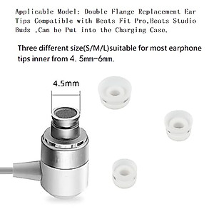 Double Flange Replacement Ear Tips Compatible with Beats Studio Buds and Beats Fit Pro,6 Pairs S/M/L Silicone Earbud Tips White