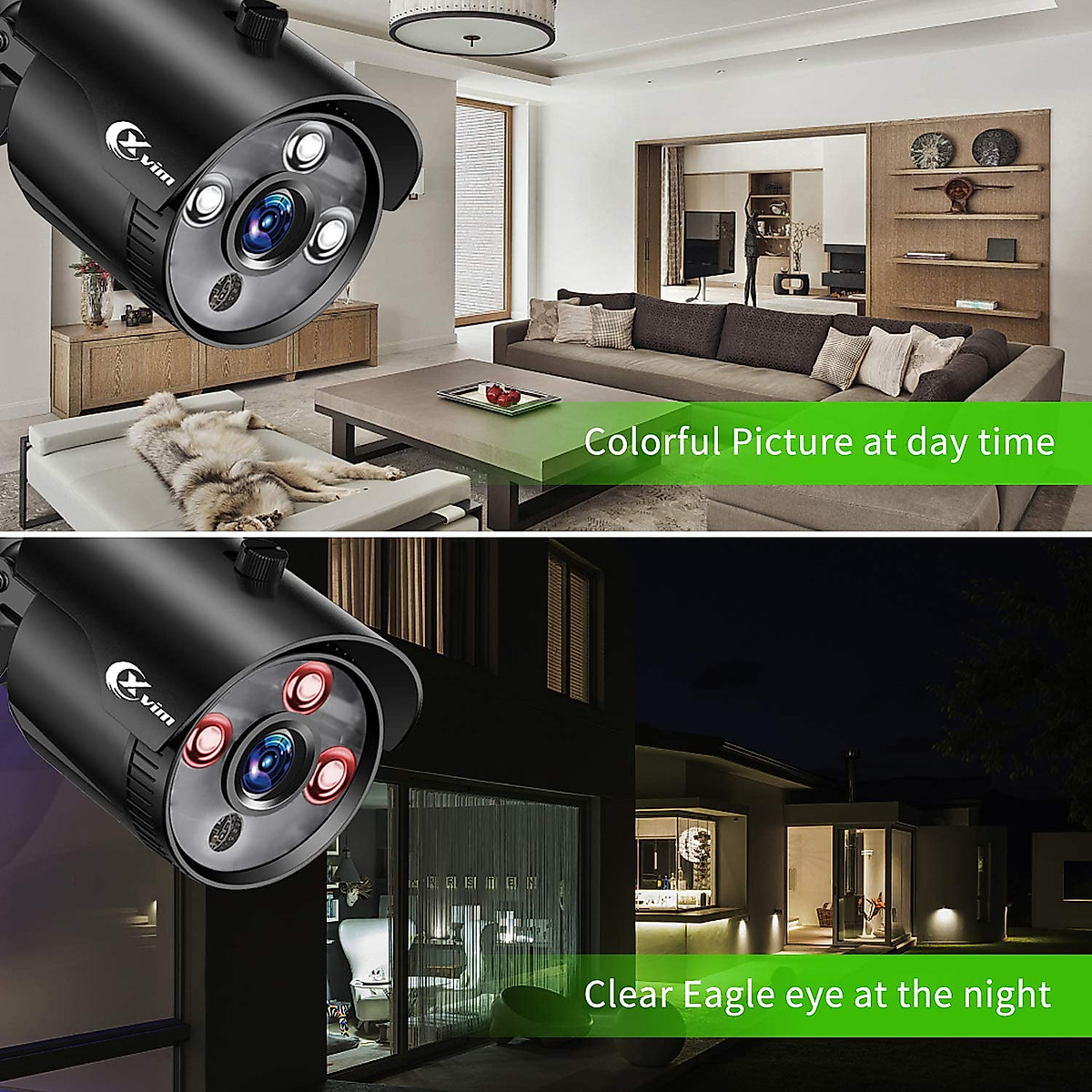 XVIM 8CH 1080P Home Security Camera System, 4pcs 1080P HD Outdoor Surveillance Cameras, 1TB Hard Drive DVR with Night Vision Easy Remote Access