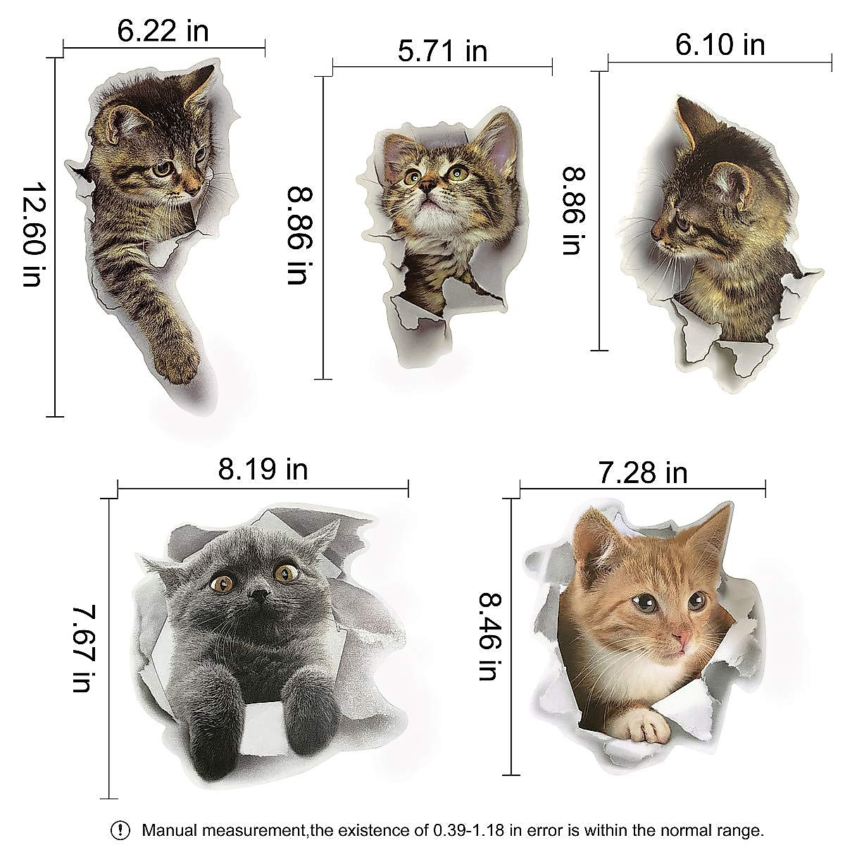 Animals Cute Cat Wall Sticker Living Room Bedroom Decoration Animal Wall Stickers Bathroom/Toilet/Refrigerator/Car/Nursery Room/PVC/Kitchen 3D Wall Decals