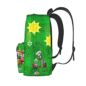 lyneeo Green Plants Backpack Lightweight Durable Zombies Laptop Bag Large Capacity Bookbag Adjustable Strap For Vacations Travel Camping Casual Backpack Gift For Women Men