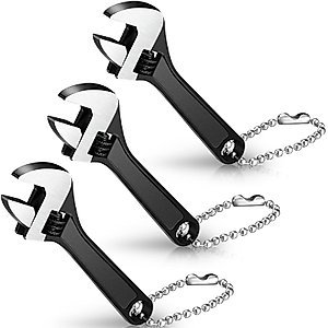 Chumia Adjustable 2.5 Inch Carbon Steel Wrench, Black, 3 Pieces