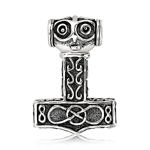 WithLoveSilver Sterling Silver 925 Celtic Viking Amulet Hammer of Thor Mjolnir Pendant