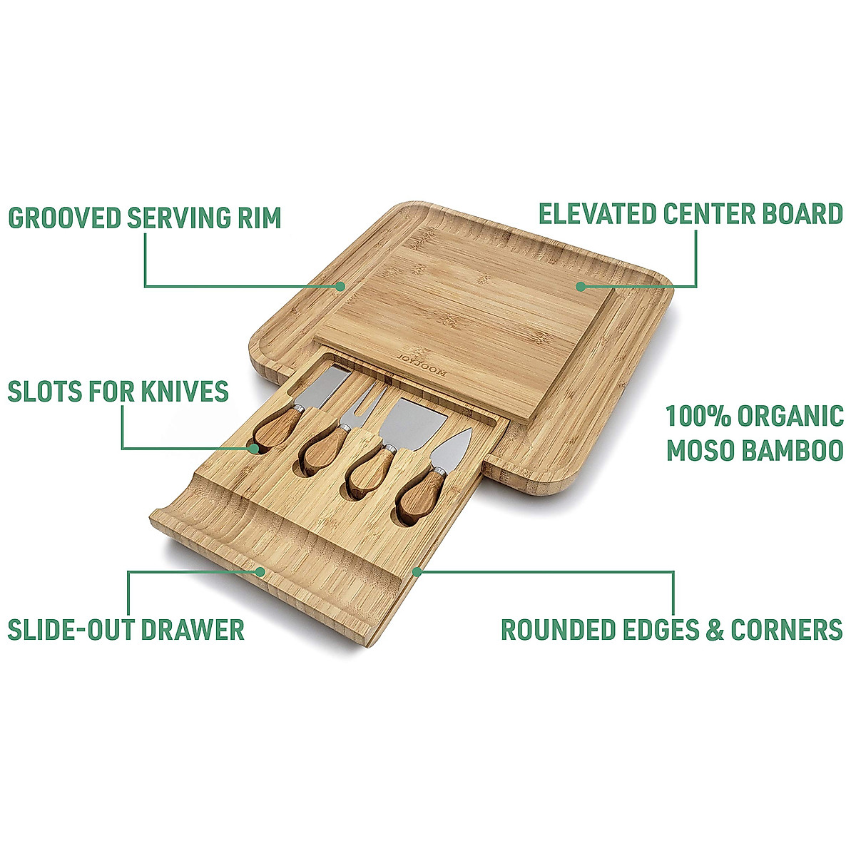 Premium Cheese Board and Knife Set - Bamboo Wood Charcuterie Board Set & Cheese Board Accessories Set - Kitchen Wine & Meat Cheese Serving Platter - Unique Christmas Gifts, Housewarming, Wedding Gift