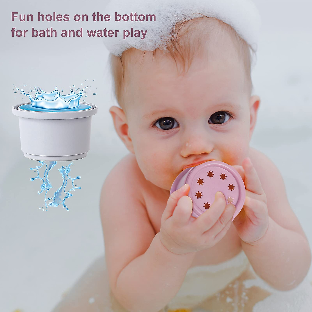 Baby Stacking Toy Cups,Toddler Stackble Bath Toy for 1-3,Nesting Cups Pool Toys for 6-12 Months Infant,Kids Early Educational Montessori Gift for 2-4 Years Old Boys Girls