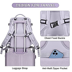 Carry On Backpack Personal Item Travel Backpack For Women Airline/Flight Approved Waterproof Sports Luggage Casual Daypack Small Hiking Backpack Purple