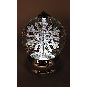 Christmas Decor Lighted Snow Globe with Spinning Snowflake, Battery Operated (not Included) - 6.5" H x 4.5" W x 4.5" D