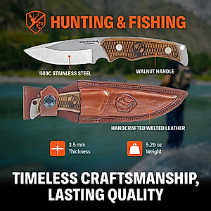 Condor Tool & Knife, Okavango Hunting Knife with Walnut Handle & Hand Crafted Welted Leather Sheath