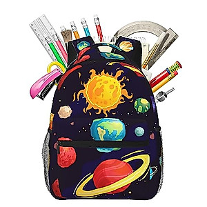 Solar System Backpack Everyday Backpack Outer Space Backpack With Adjustable Straps Galaxy Large Capacity Multi-Pocket Lightweight Breathable Backpack Universal Casual Travel Backpack Outdoor Backpack