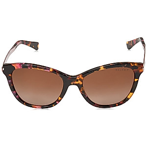 Ralph by Ralph Lauren Women's RA5201 Cat Eye Sunglasses, Shiny Pink Marble/Polarized Gradient Brown, 54 mm