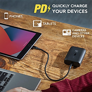 Scosche PB10PD-SP GoBat 10000mAh Compact Dual Port Cell Phone Battery Pack, 20W USB-C Power Delivery Fast Charger & 18W USB-A Portable Power Bank, External Battery Compatible w/ Apple iPhone & Android