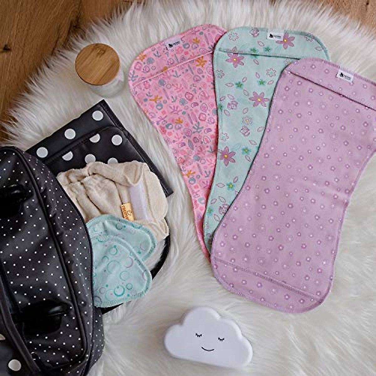 Organic Burp Cloths, 3-Pack of Double Layered Organic Cotton Burp Cloths Boy, Baby Girl Burp Cloths MADE IN EU, Absorbent Burp Clothes Unisex, Soft & Cosy Cotton Burp Cloth, Quick Drying Burping Cloth