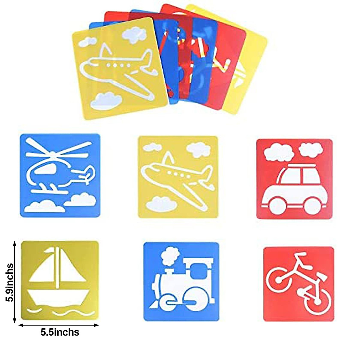 12Pcs Drawing Stencil Template for Kids Crafts Drawing Stencils in Shapes of Transport Drawing Stencils Drawing Toys Cartoon Drawing Template Hollow Painting Template Painting