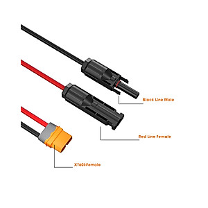 WININMETA 10Ft 12AWG Solar Power Charge Extension Cable to XT60i Solar Connector to XT60i Adapter Cable for Solar Panel to LiFePO4 Battery RV Portable Power Station Solar Generator DC500V 30A