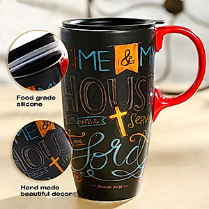 CEDAR HOME Coffee Ceramic Mug Porcelain Latte Tea Cup With Lid 17oz. Me & My House