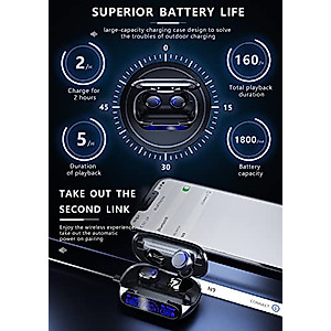 Wireless Earbuds Bluetooth 5.3 Headphones,160hrs Playback Button Control IP6 Waterproof Earphones In-Ear Power Display TWS Ear Buds with Mic and 1800mAh Charging Case Stereo Bass for Workout Sport