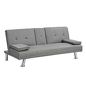ERYE 3-in-1 Upholstered Futon Sofa Loveseat Convertible Sleeper Couch Bed,2-Seaters Sofa & Couch Soft Cushions Love Seat Daybed for Small Space Living Room Sets
