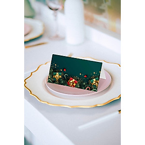 Place Cards for Christmas Party, Editable Name Place Cards, Seating Place Cards for Tables, Tent Style Cards for Wedding, Dinner Party or Any Occasion, Easy Folding, Pack of 25 Escort Cards(A07)