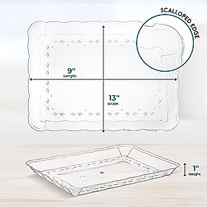 Plastic Serving Trays 9" X 13" Rectangle Serving Platters 4-Pack Clear Party Tray Durable Serving Platter - Disposable Serving Food Tray - Rectangular Cake, Fruit, Cookie Tray - Posh Setting