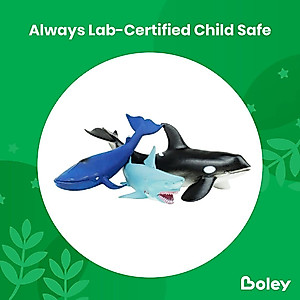 Boley Great Sea Creatures 8-Pack: 7-10" Soft Plastic Ocean Animal Figurines - Realistic Shark, Whale, Dolphin Toys - Educational & Sensory Playset for Kids, Party Favors, Classroom Supplies