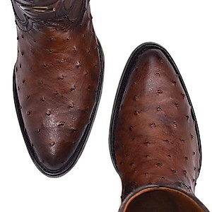 Cuadra Men's Western Boot in Genuine Ostrich Leather Brown, 2C1NA1, Size 11