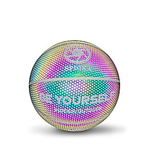 AOZBZ Glow Basketball NO.7 Holographic Basketball Glow in The Dark for Night Sports Kids Gifts, with Ball Bag, Inflator, Ball Needles