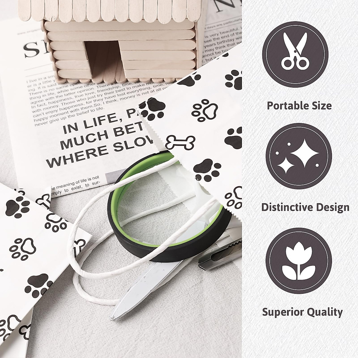 Shindel 16PCS Gift Bags, Animal Paw Prints Gift Bags with Handles Kraft Paper Retail Grocery Bags for Party Supplies Theme Party 5.5 x 2.8 x 7.9 inch