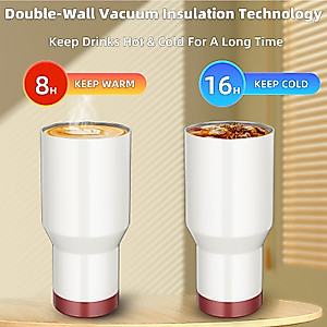 MURRICON 18 oz Stainless Steel Travel Coffee Mug,Vacuum Insulated Coffee Tumbler,Portable Coffee Cups with Lid and Straw,Red