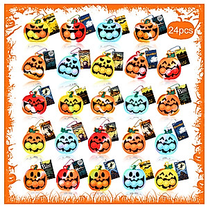 Halloween Party Favors for Kids,24 PCS Halloween Pumpkin Pop Fidget its Toys Keychain,Halloween Toys Treats for Kids,Halloween Goodie Bag Stuffers,Halloween Classroom Prizes