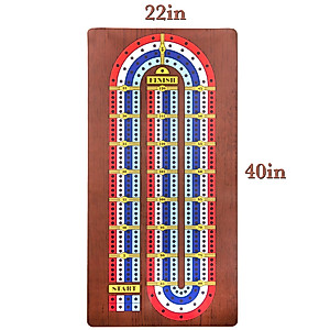 Tabletop Cribbage - Giant Spill-Resistant Neoprene Track Game Board (22" x 40") with 9 Pawns, Deck of Cards, & Travel Carry Bag - Classic Family Board Game Night & Bar Games - 2-4 Players, 30+ mins