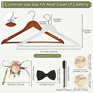 Bride Hanger, 2 Pack Wedding Hanger Bridal Hanger Bride Groom Hanger Personalized Name Tags, Dark Wood and White Wood Bridal Dress Hanger, Ideal Keepsake for Wedding Day Photos and Gift (Pink&White)