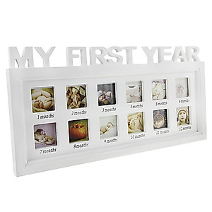 Picture Frames,Baby My First Year Photos Frame Photo Moments Keepsake Picture Frame Girls Boys Multi Photo Impression Kit Newborn Baby Infant Shower Frame Birthday Xmas Memories Christening Gifts