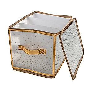 Simplify Holiday Light Organizer Box | Holds 500 Lights | Christmas Storage | Tree String Lights | 5 Divider Reels | Collapsible | Ultra Zip | Gold