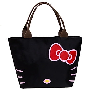 Kerr's Choice Black Kitty Tote Bag Black Cat Shopping Bag Gym Bag Cat Lunch Bag Black