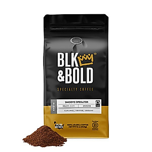 BLK & Bold Ground Coffee, Smoove Operator Premium Dark Roast, 100% Arabica Beans, 12 oz Bag