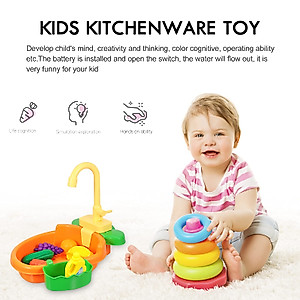 1 Set Children's Wash Basin Sink Toy with Running Gifts Educational Toys Children’s Toys Kitchen Toys Tableware Parent-Child Plastic Washing Dishes