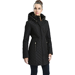 BGSD Women Angela Waterproof Quilted Parka Coat Novelty Winter Jacket Black X-Large