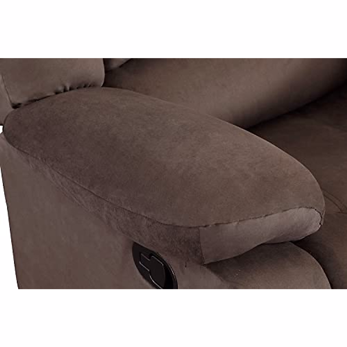 Blackjack Furniture Winthrop 60" Modern Manual Reclining Loveseat, Soft Microfiber Upholstery, Extra Padded Back, Lumbar Support & Smooth Reclining Mechanism, Space-Saving Recliner, Loveseat, Brown