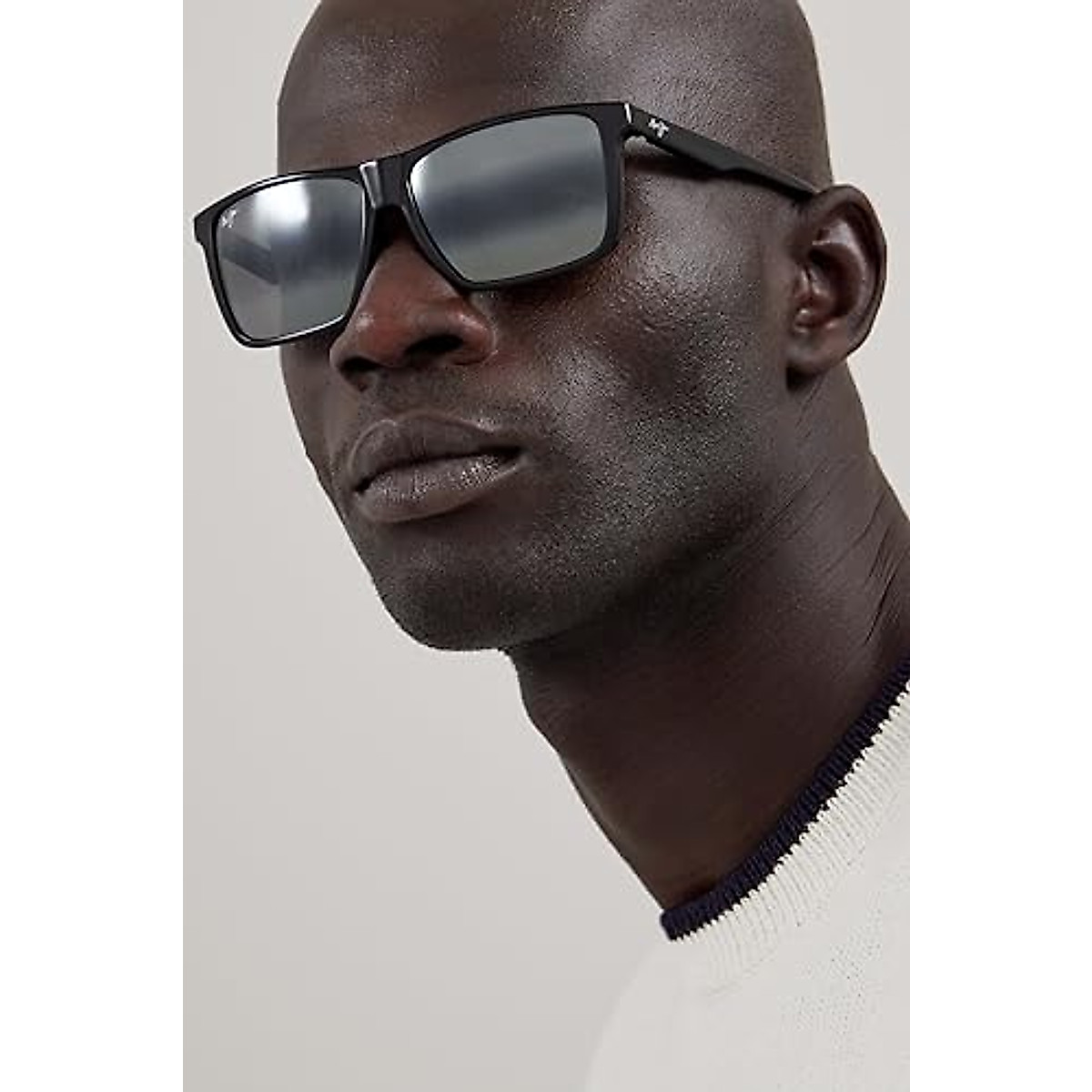 Maui Jim Mamalu Bay Rectangle Sunglasses, Gloss Black/Neutral Grey Polarized, Large