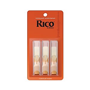 D’Addario Woodwinds - Rico Soprano Sax Reeds - Soprano Saxophone Reeds - Soprano Reeds Crafted for Beginners, Students, Educators - Strength 1.5, 3-Pack