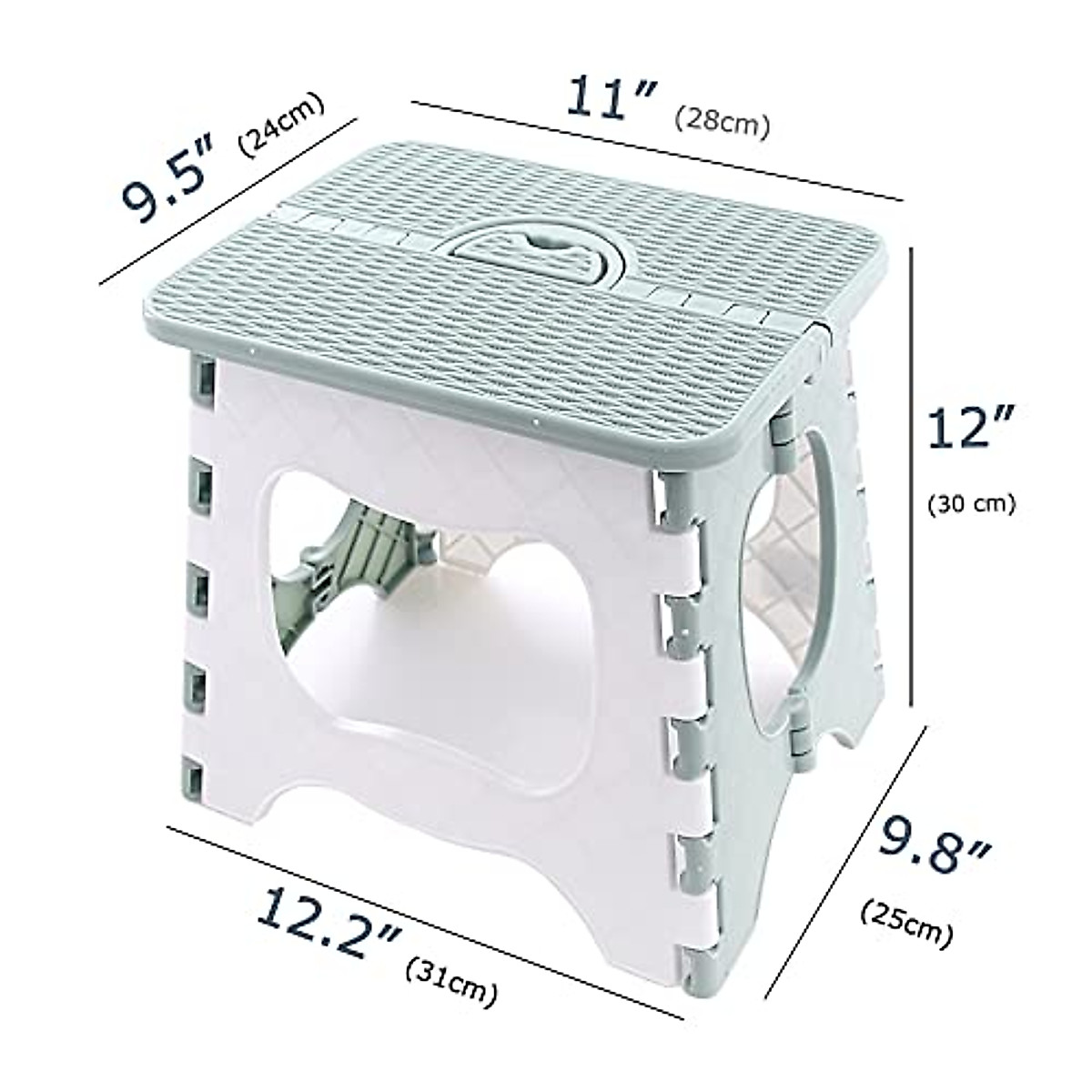 QSYW Folding Step Stool Compact Plastic Foldable Step Stool Holds Up to 300 lbs,12 inches,30cm,Non-Slip(Green) 1PCS