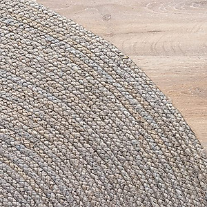THE PIKKU INTERNATIONAL - Rug Round Natural Jute Hand Woven Braided Area Rug Grey Color Carpet (132 x 132 Inch (11 Feet Round))