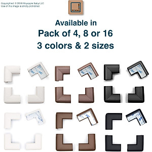 RovingCove Corner Protector for Baby (4 Large Corners) - Hefty-Fit Heavy-Duty Soft Rubber Foam Furniture Corner Bumper Guards, 3M Adhesive Pre-Taped, Onyx Black