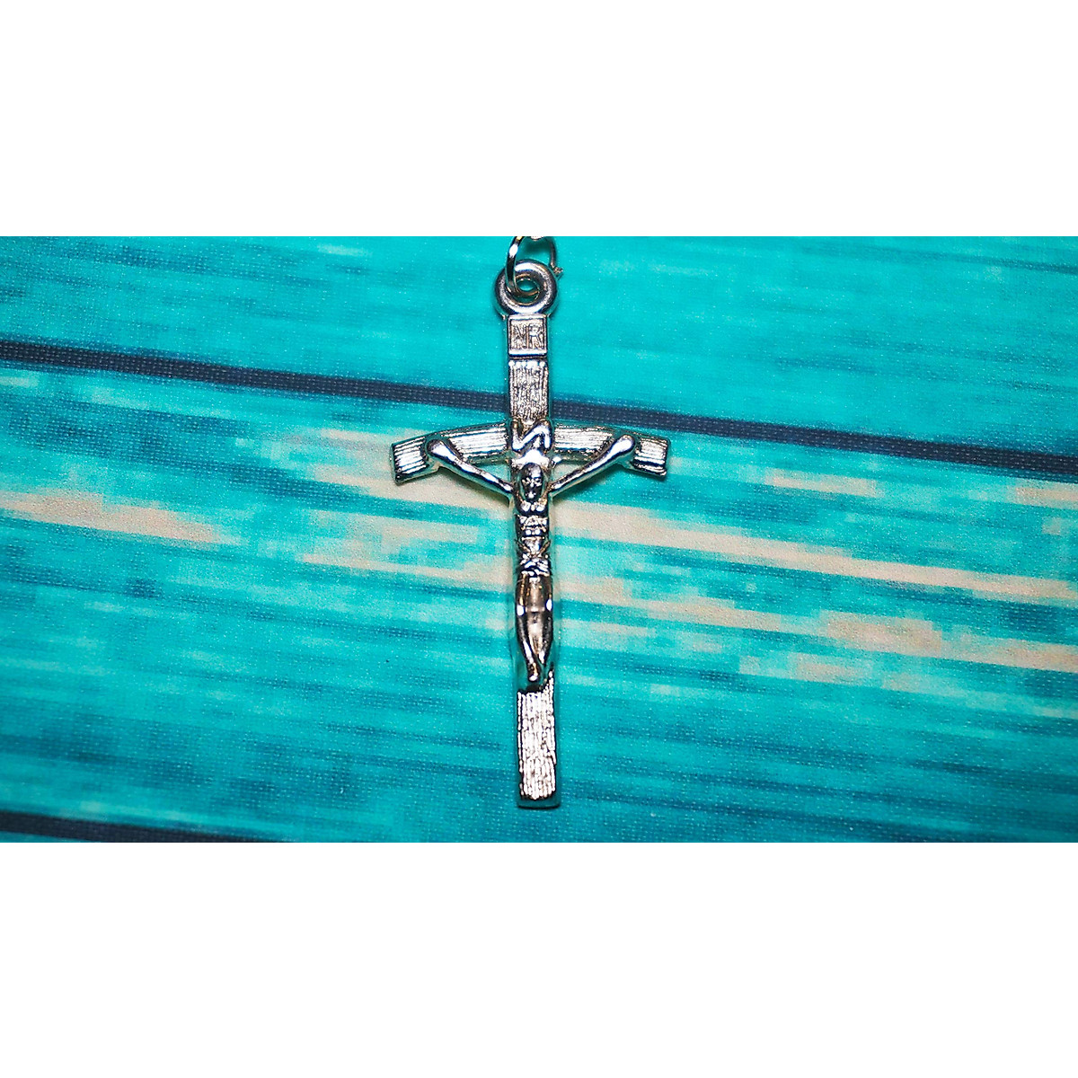 col-p Catholic Steel Rosary Ceramic Ladybug Devotional 29" inch long centerpiece Lady of Grace Sanctified Papal Crucifix Zinc Alloy