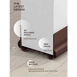 Vastaia Door Draft Stopper Under Door Draft Blocker Insulator Door Sweep Weather Stripping Noise Stopper Strong Adhesive 39" Length (Brown)