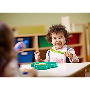 Qshare Suction Plates for Baby,Silicone Plates,Toddler Suction Divided,Baby Feeding Plates,Toddler Plate Microwave & Dishwasher Safe (Mint)