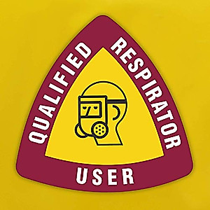 SmartSign "Qualified Respirator User" Hard Hat Decal | 2.5" x 2.5" Conformable Vinyl, Pack of 5