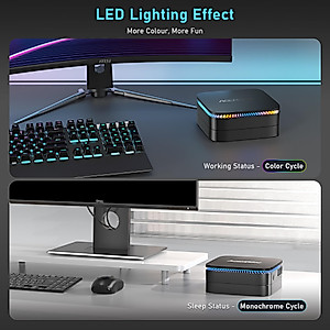 Mini PC RGB AK1 Plus, Intel N95(up to 3.4GHz) 12th Gen Processor Mini Desktop Computer, 16GB RAM 512GB SSD, Dual 4K HDMI, Windows 11 Small PC, 2.4/5G WiFi, Bluetooth, Business/Office/HTPC